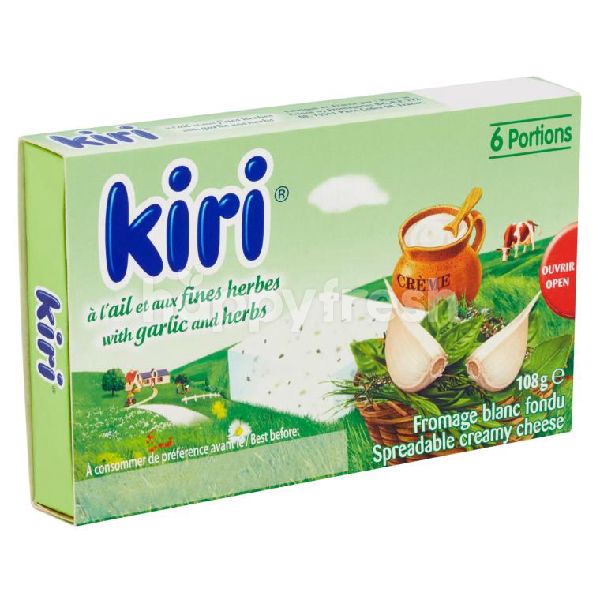 Kiri Spreadable Creamy Cheese With Garlic & Herbs (6 Portions ...