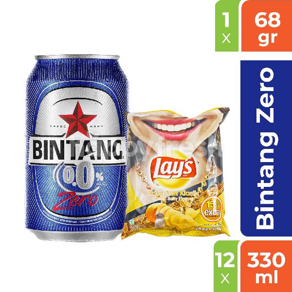 Jual Bintang Zero 0.0% Alcohol Carbonated Malt Drink 12-Pack and Lay's ...