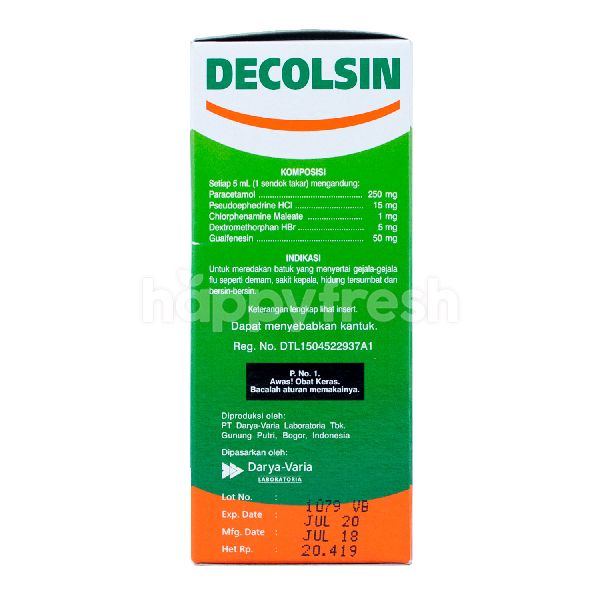 Jual Decolsin Cough & Flu Syrup Mint Flavor di Tip Top - HappyFresh